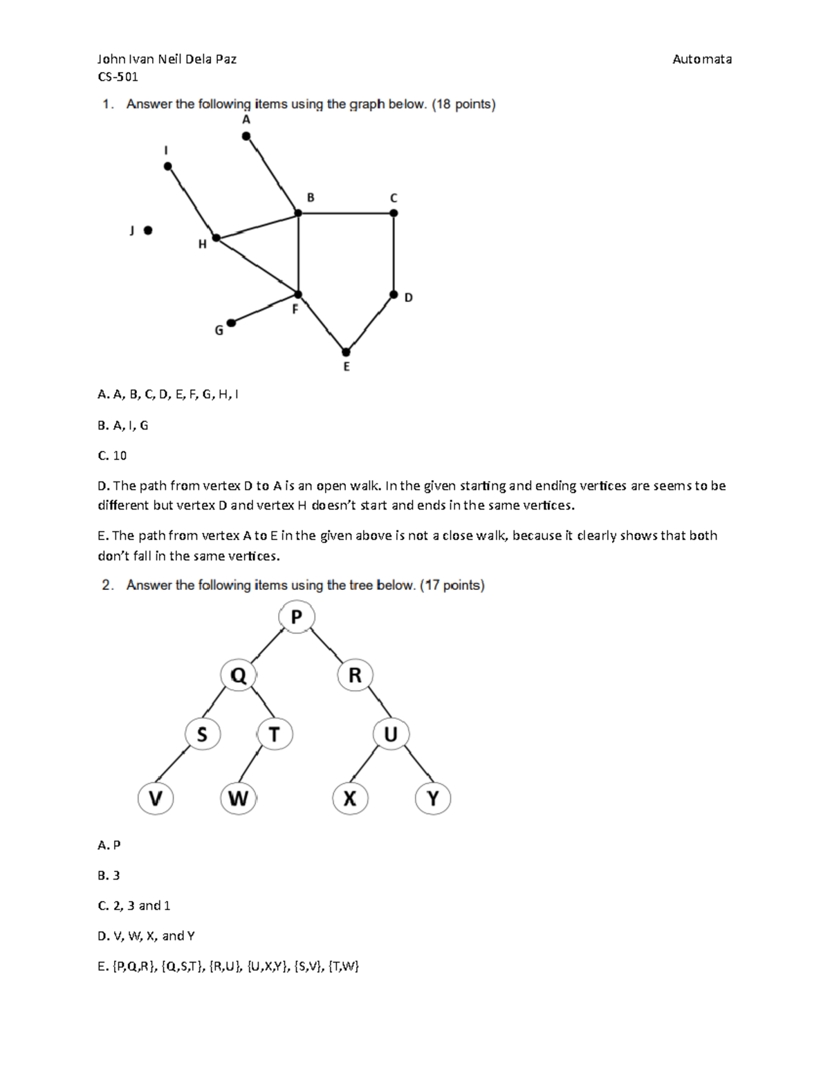 02TP1 Automata Delapaz - John Ivan Neil Dela Paz Automata CS- 501 A. A, B, C, D, E, F, G, H, I B ...