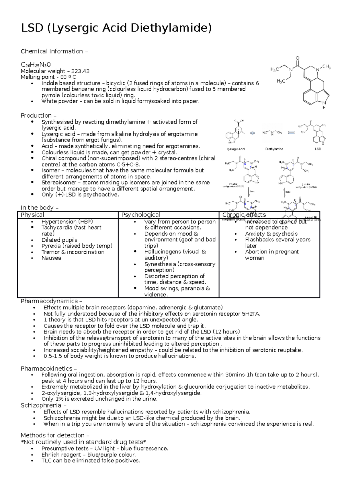 LSD Summary Forensics - LSD (Lysergic Acid Diethylamide) Chemical ...