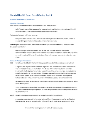 David Carter part 2 VSIM Psych - vSim for Mental Health Case: David ...