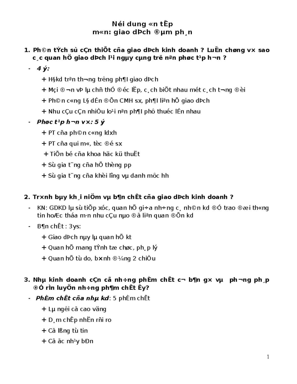 Cauhoi ontap va dapan GDDP - Néi dung «n tËp m«n: giao dÞch ®μm ph ̧n ...