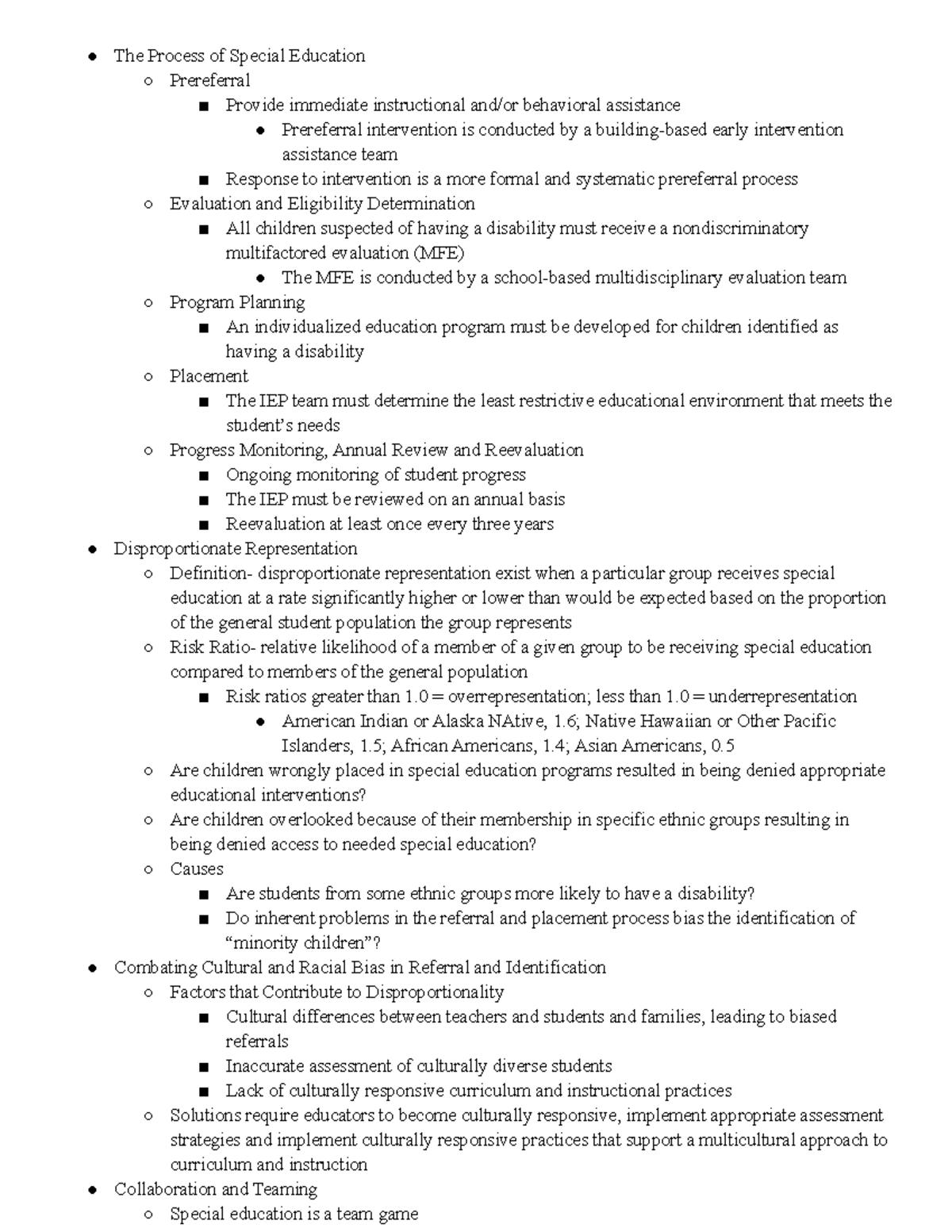 Sped 200 Chapter 2 Notes - The Process of Special Education Prereferral ...