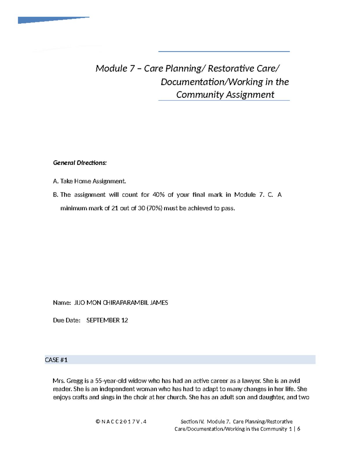 Module 7 Care Planning - Helpful information - Module 7 – Care Planning ...