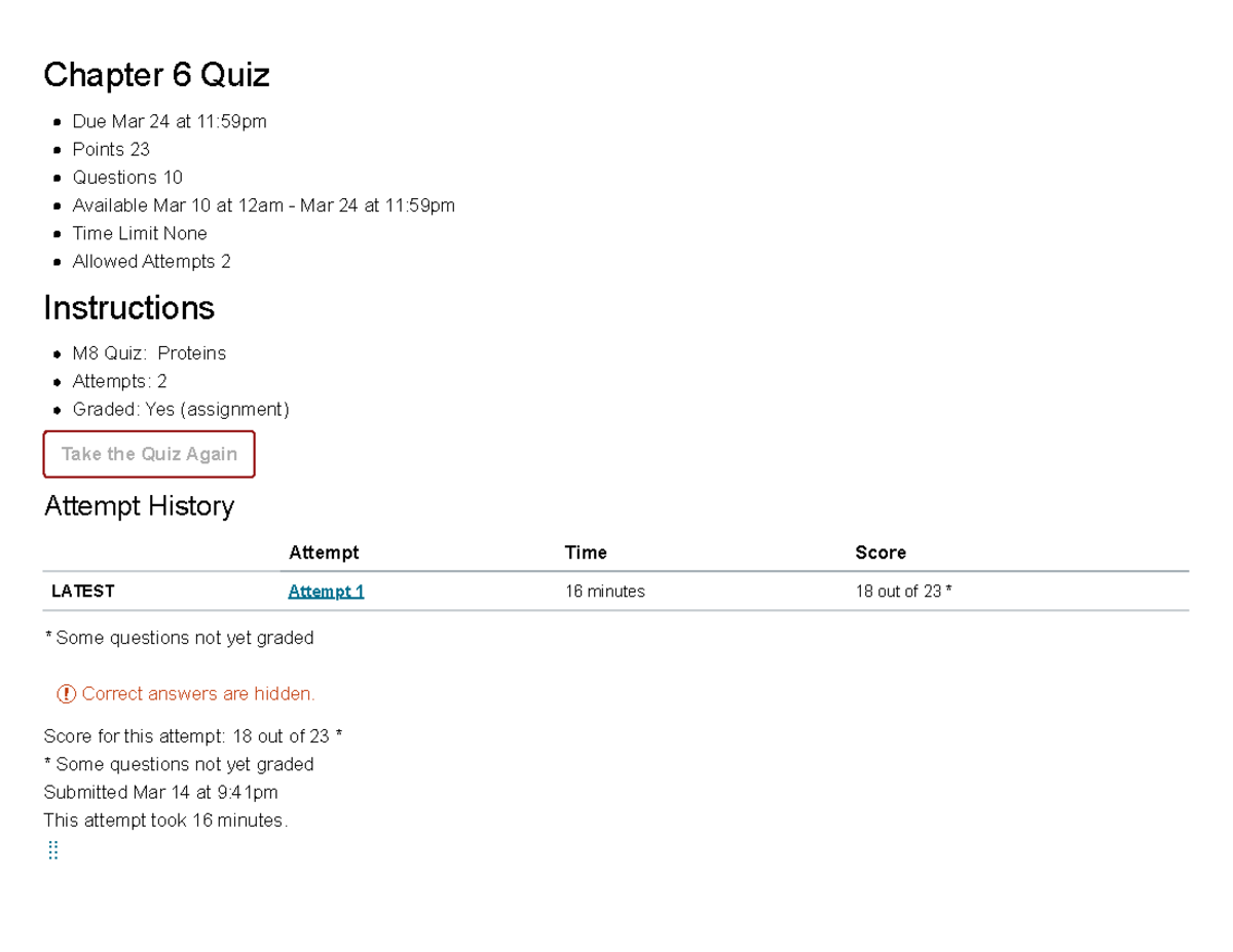 Chapter 6 Quiz Nutrition for Health Sciences 33523-933 - Chapter 6 Quiz Due Mar 24 at 11:59pm ...