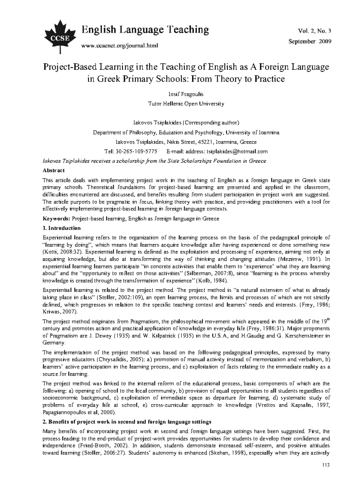 Teaching english project - English Language Teaching September, 2009 ...