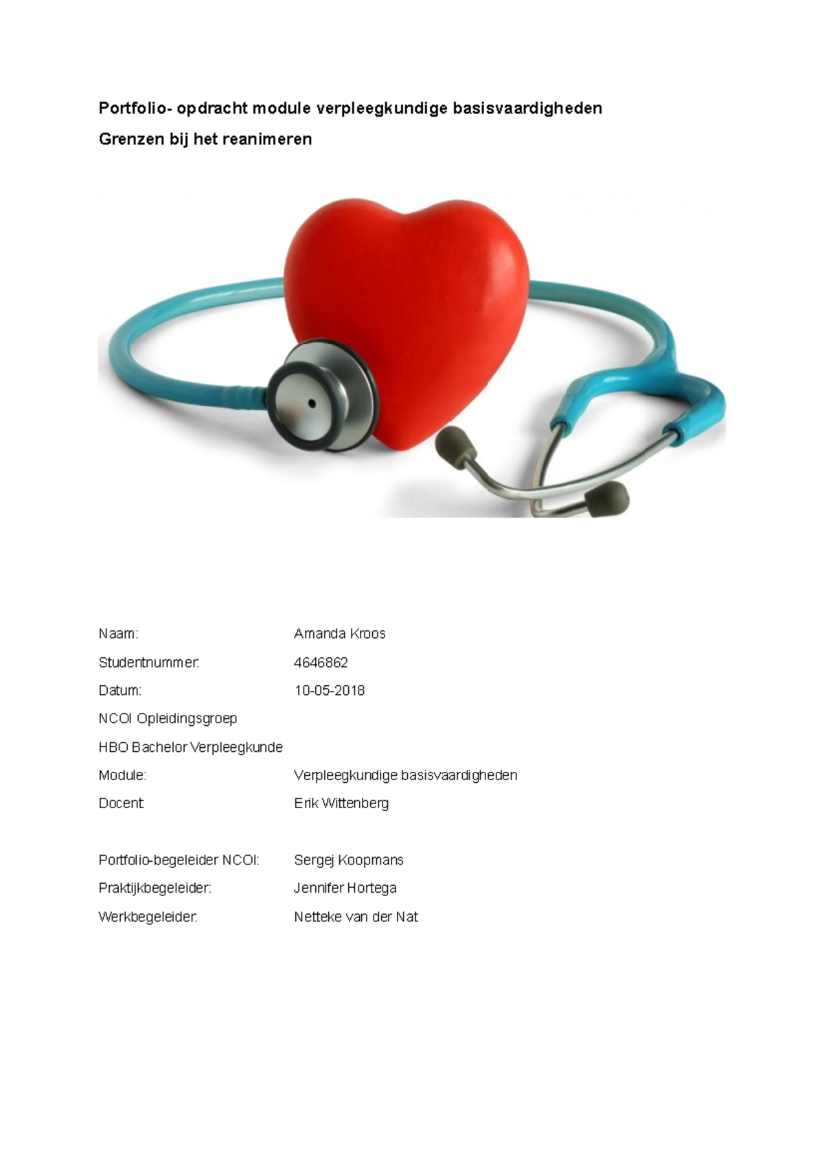 Portfolio-opdracht grenzen bij reanimeren module verpleegkundige ...