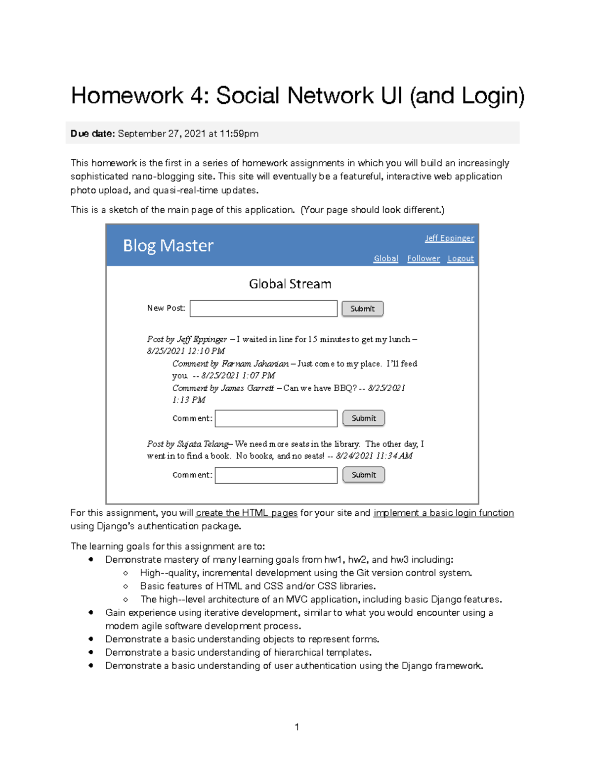 HW4-Spec - Homework from the course web application development - Homework 4: Social Network UI ...