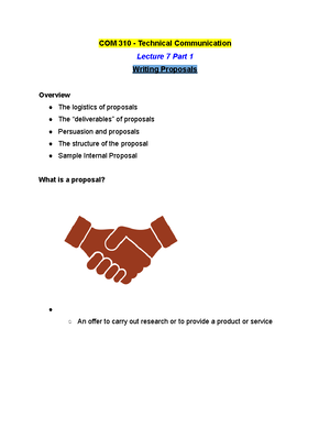 COM 310 Lecture 3 Part 1 - Spring 2020 - COM 310 - Technical Communication Lecture 3 Part 1 ...