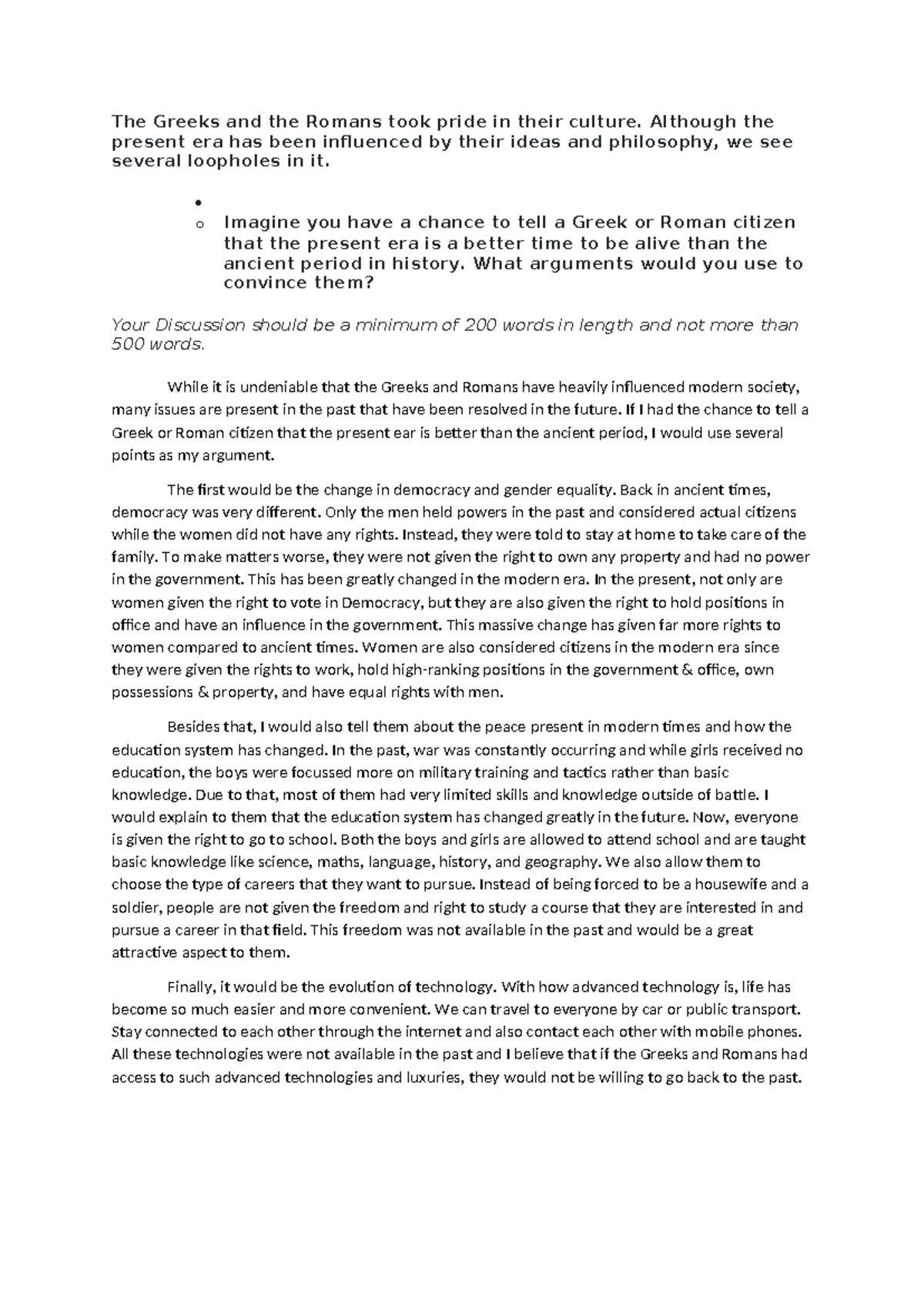 Greek and roman civilization discussion 8 - The Greeks and the Romans ...