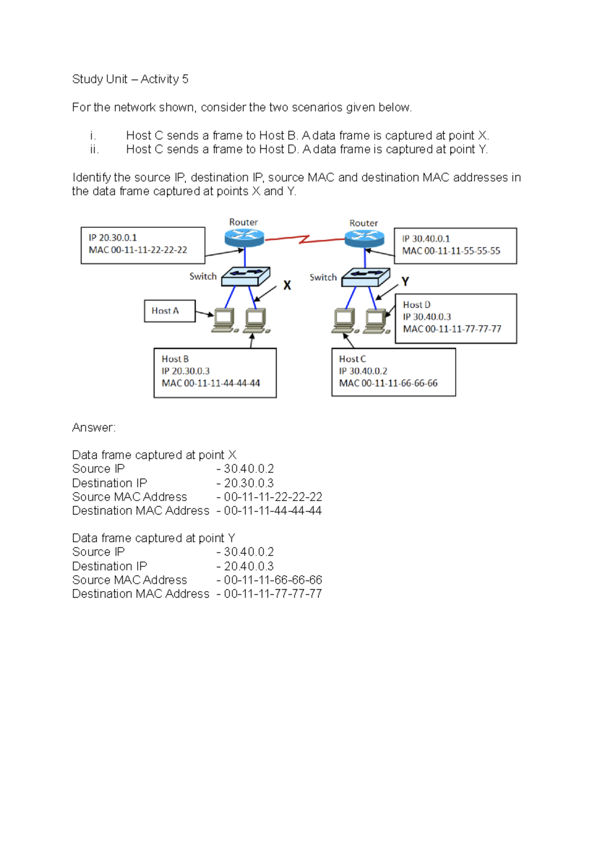 ICT259-SUs Exercise Q&A - Study Unit – Activity 5 For the network shown, consider the two ...