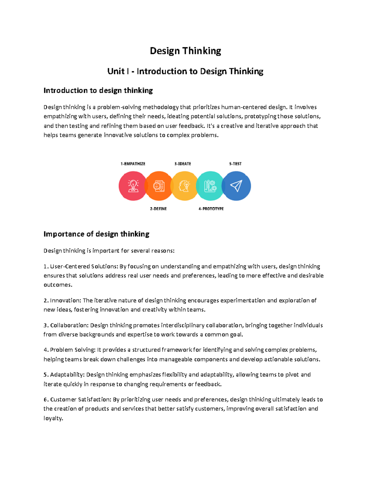 Design Thinking - Notes 01&02 - Design Thinking Unit I - Introduction ...
