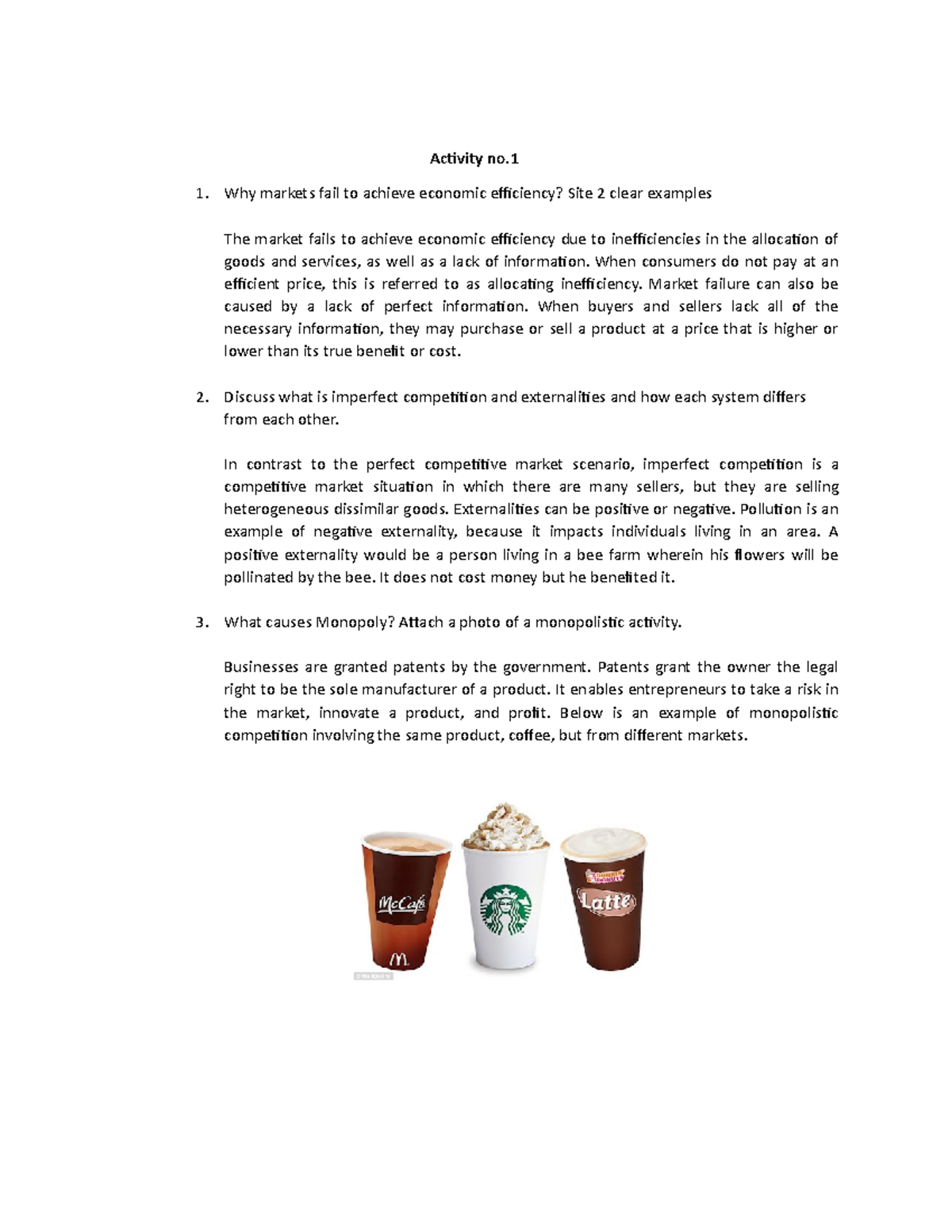 Semi F-Activityno 1 - MICROECONOMMICS - Activity no. Why markets fail ...