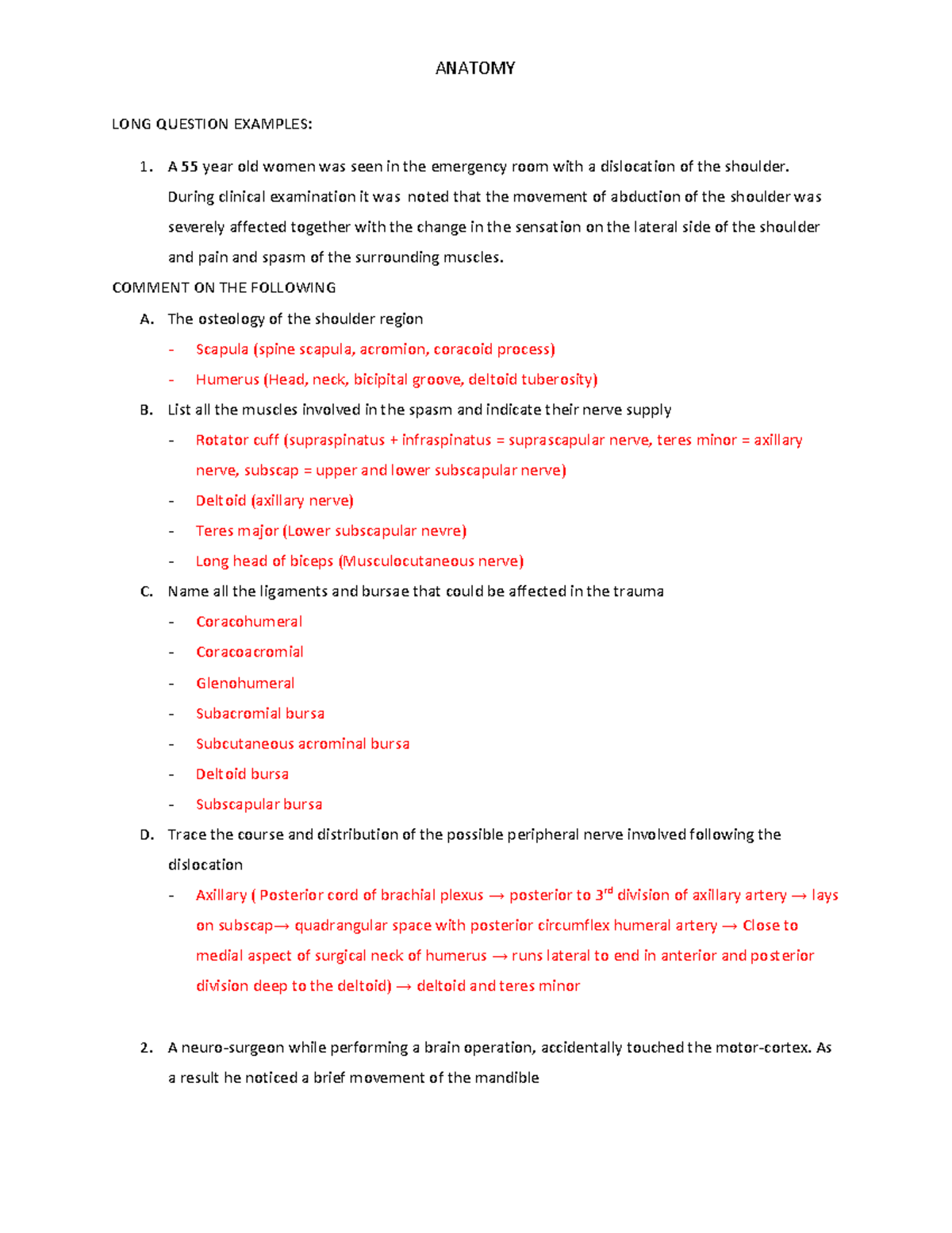 Sample/practice exam June 2017, questions - ANATOMY LONG QUESTION ...