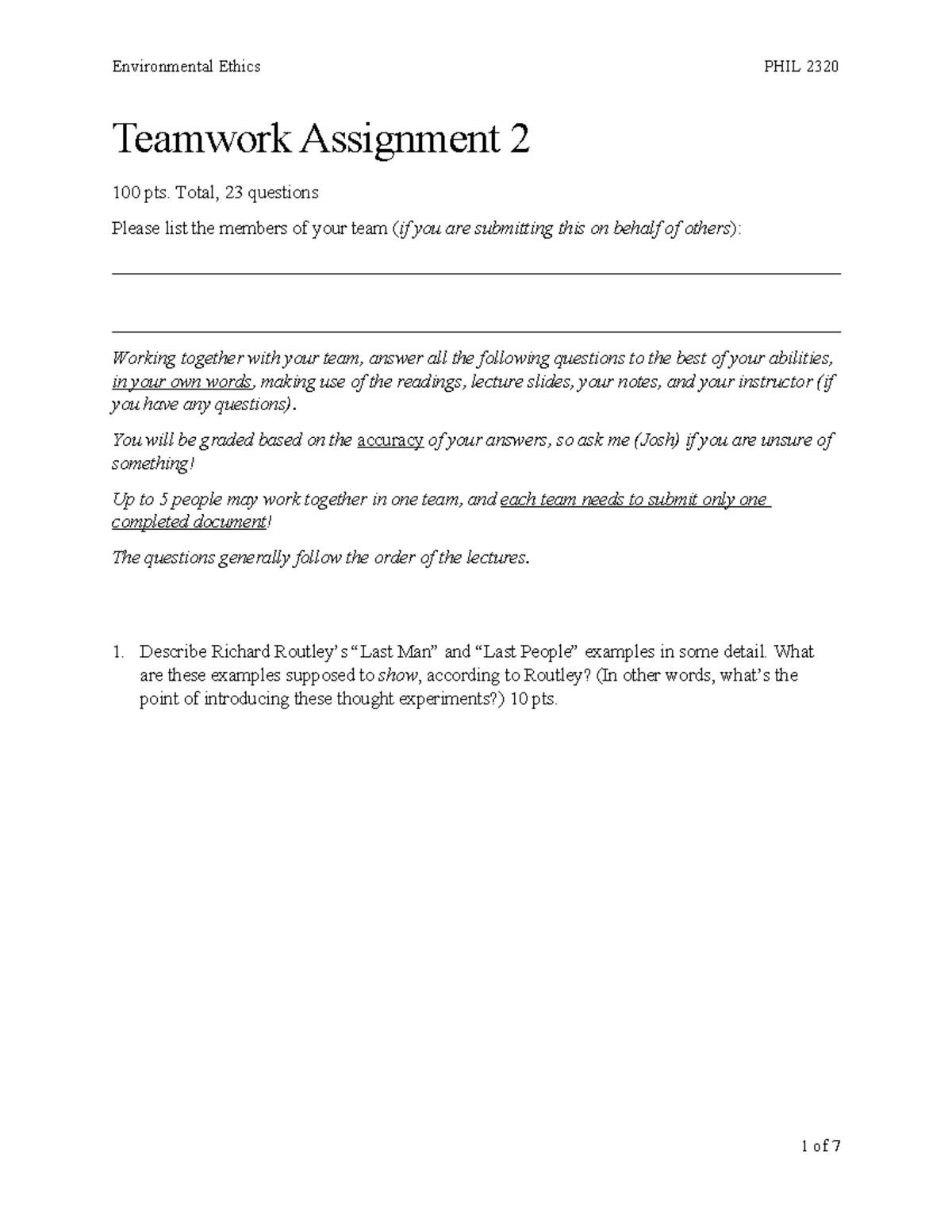 Teamwork Assignment 2 - Tagged - Teamwork Assignment 2 100 pts. Total ...