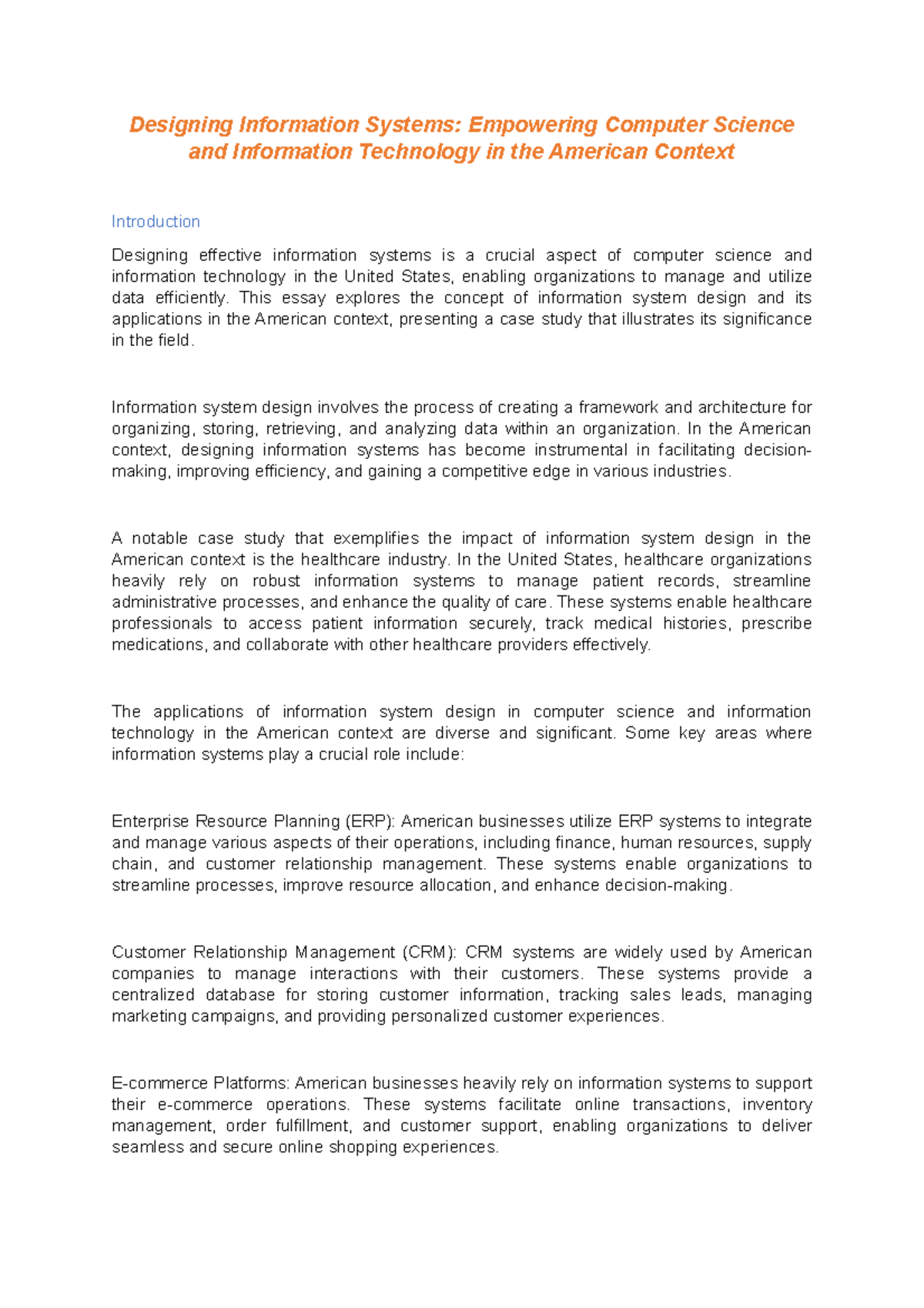 Managerial Economics (BB6108) - 5 - Designing Information Systems: Empowering Computer Science ...