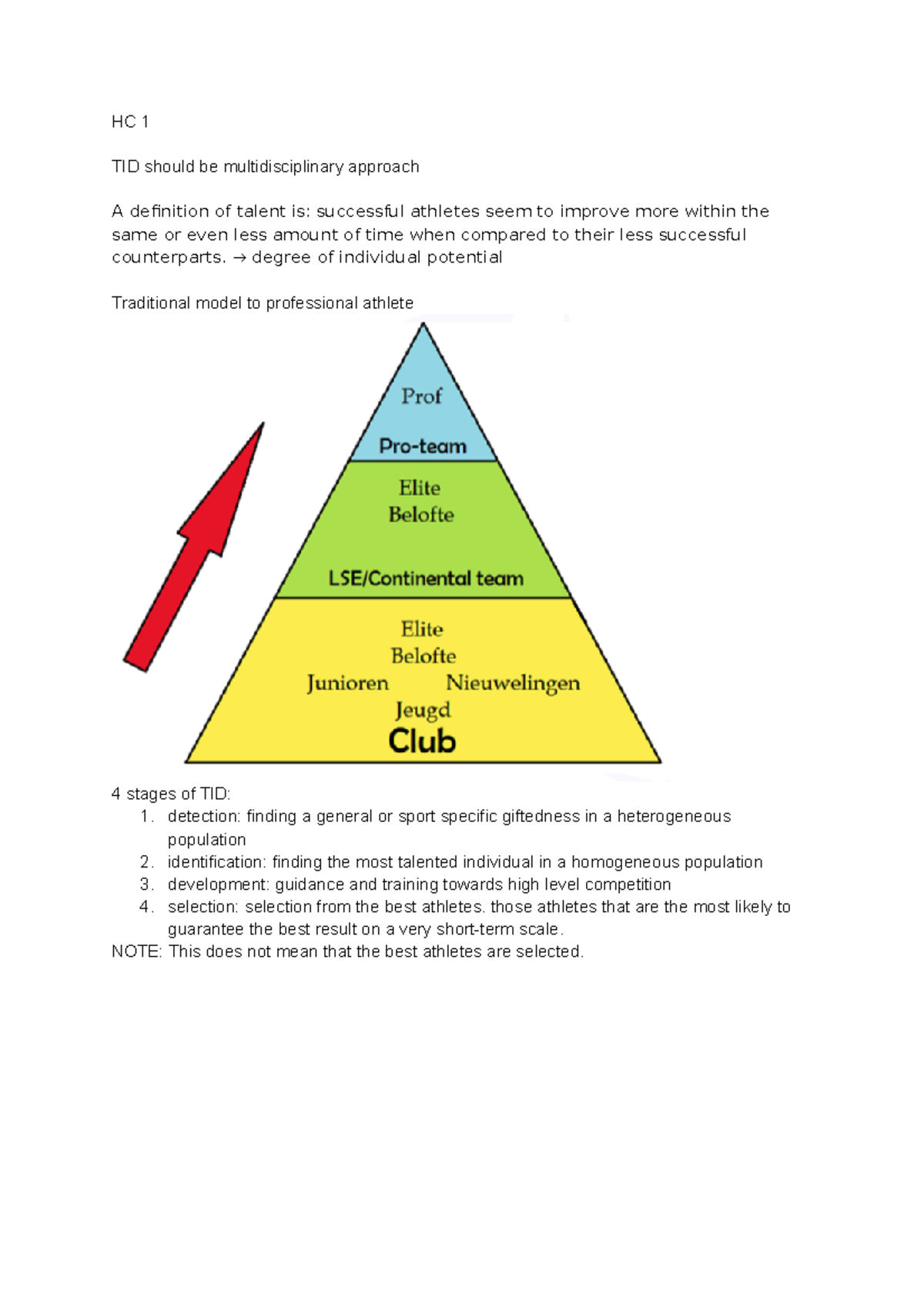 Talent Identification & Development alle hoorcolleges - HC 1 TID should be multidisciplinary ...