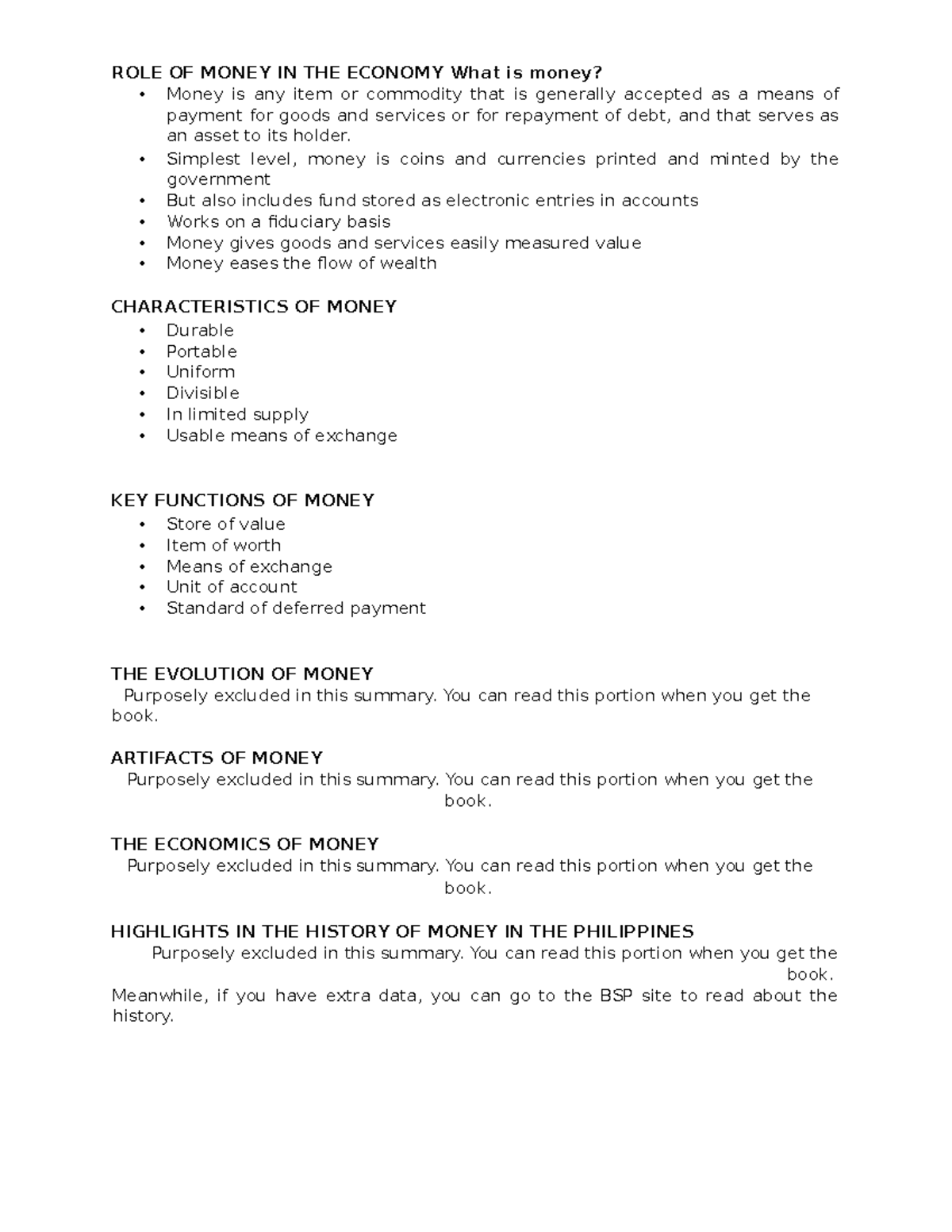 Money And Interest Rates ROLE OF MONEY IN THE ECONOMY What Is Money