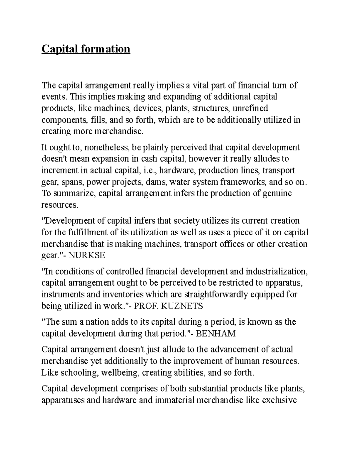 Capital formation - Capital formation The capital arrangement really ...