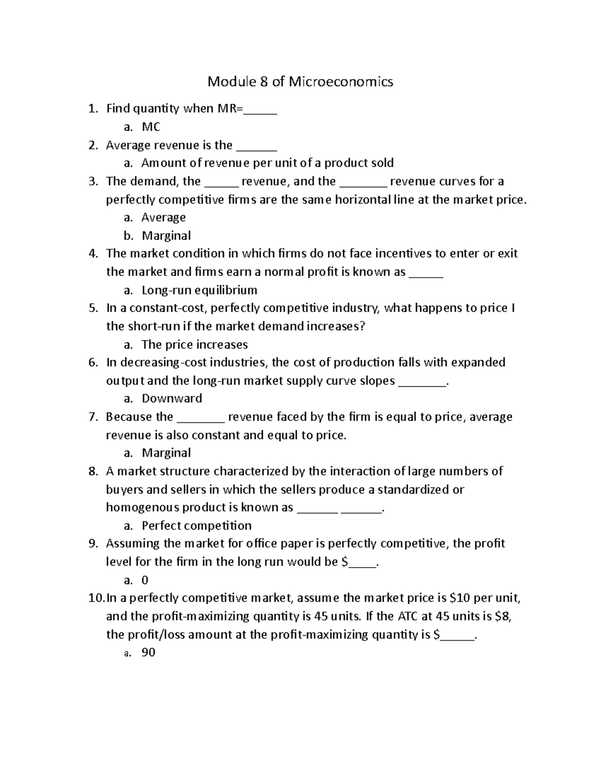 Module 8 of Microeconomics - Module 8 of Microeconomics Find quantity ...