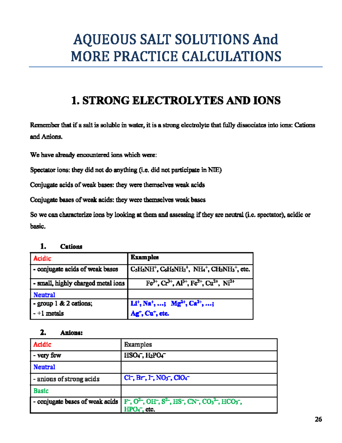 Aqueous Solutions and salts notes - CHEM 1040 - Studocu