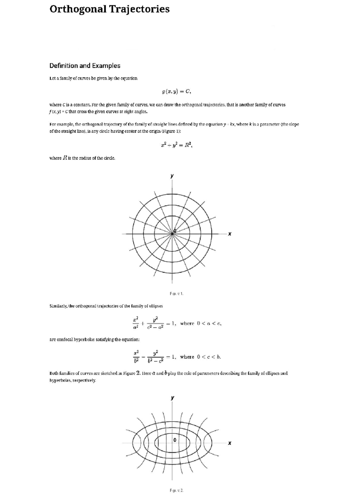 Orthogonal trajectories example - linear algebra - Studocu