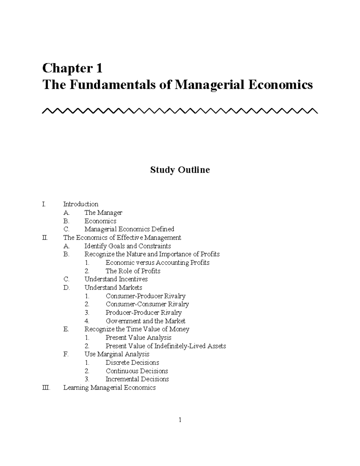 Ch1 study guide - Chapter 1 The Fundamentals of Managerial Economics ...