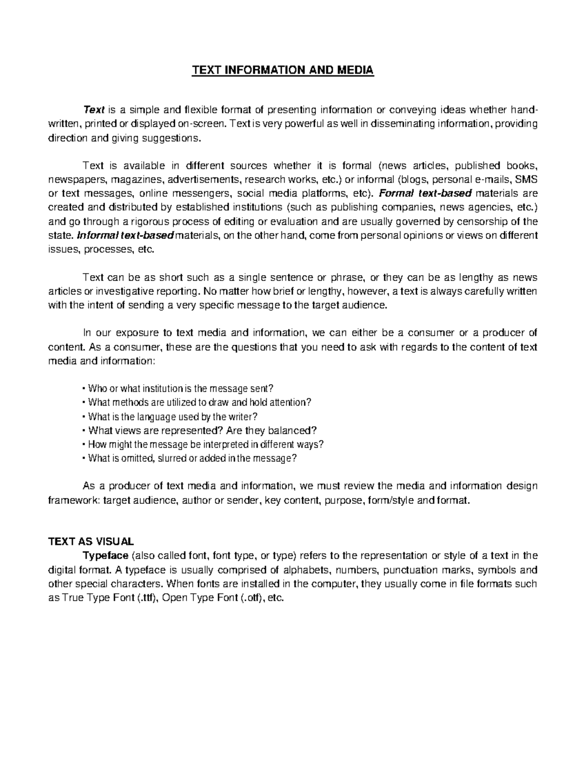 MIL 4th Qtr Reviewer - Transes for 4th qtr 2nd sem - TEXT INFORMATION ...