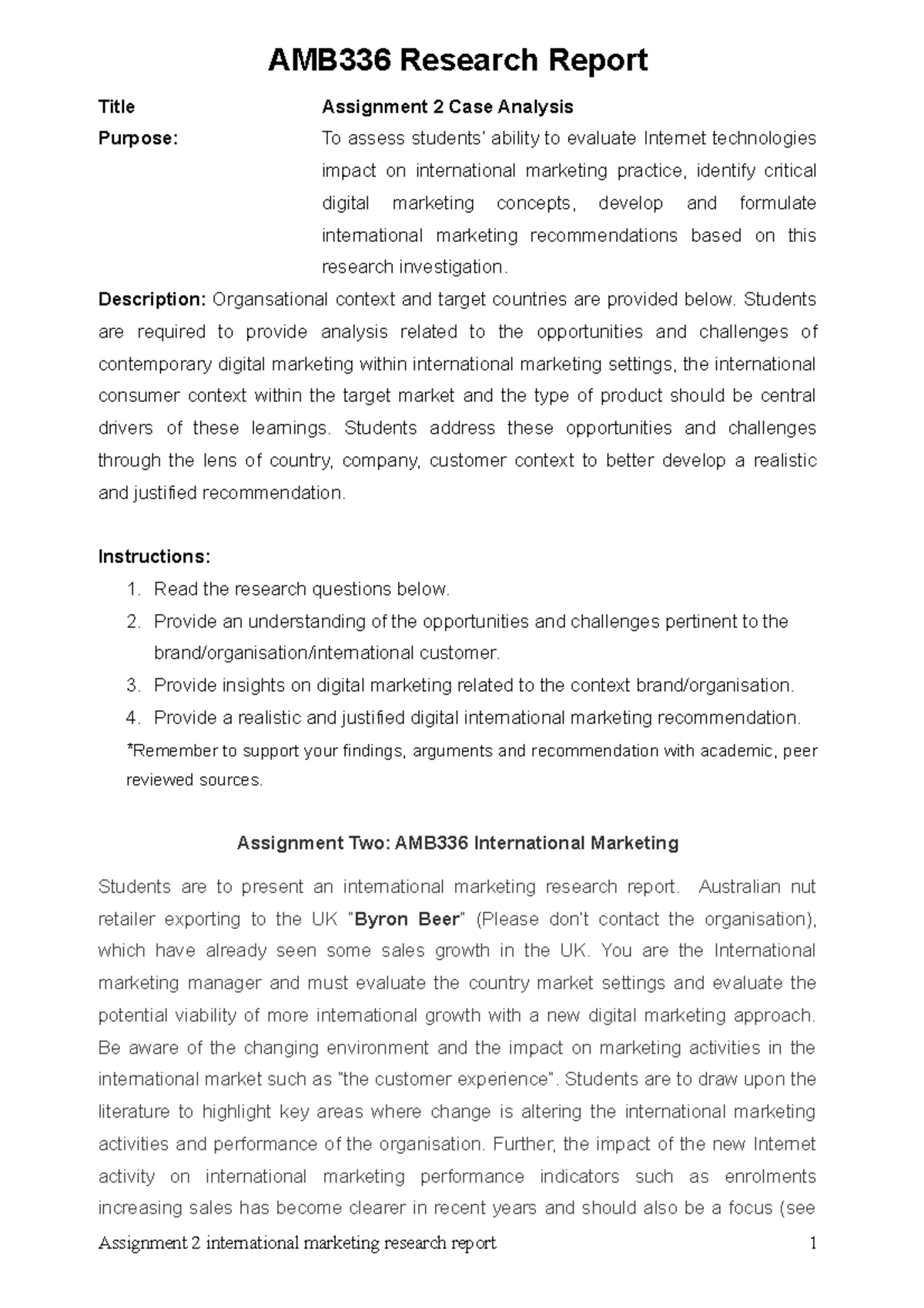 Research report Assignment 2 guide Sem 2 2021 - AMB336 Research Report ...