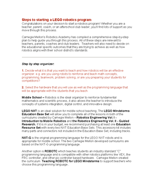 Your Ed Venture into Robotics 10 Lesson Plans Worksheets - meetedison ...