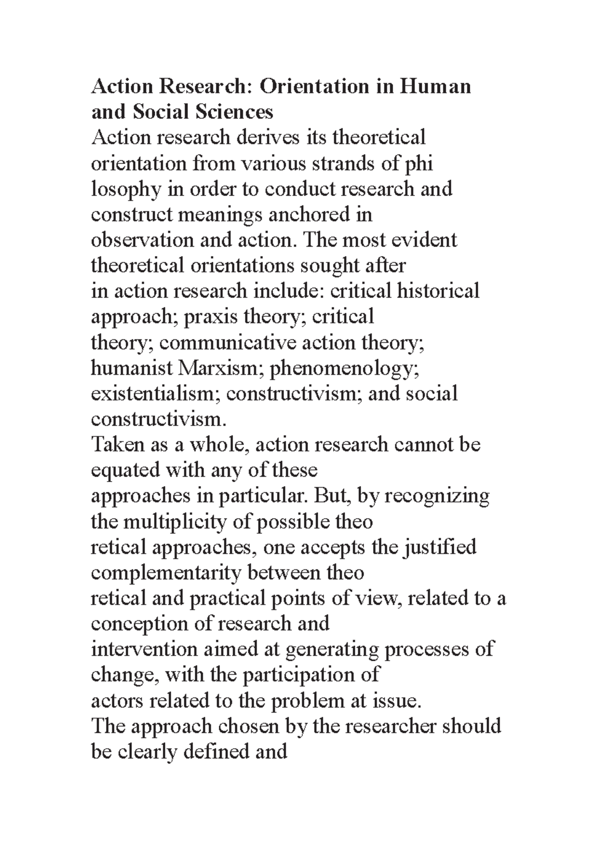 Action Research- Orientation in Human and Social Sciences - Action ...