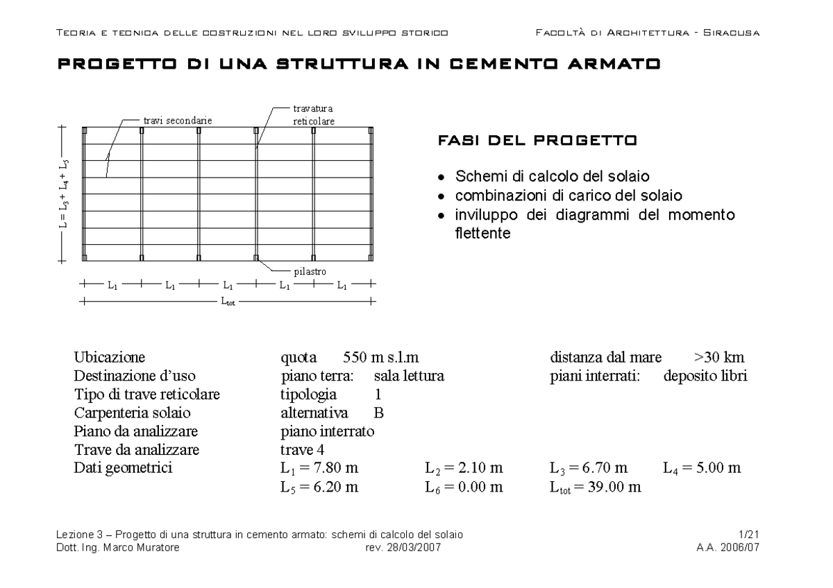 Lezione 02 - schemi solaio - Lezione 3 – Progetto di una struttura in ...