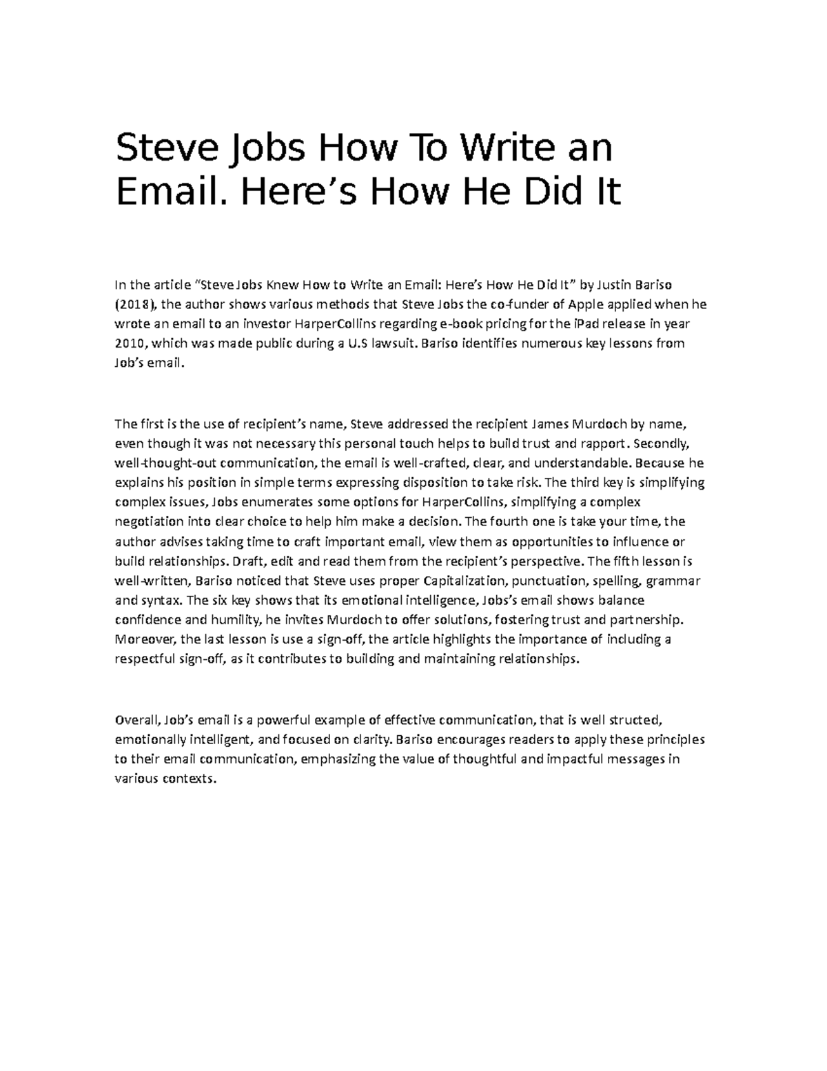Steve Jobs How To Write an Email - Here’s How He Did It In the article ...