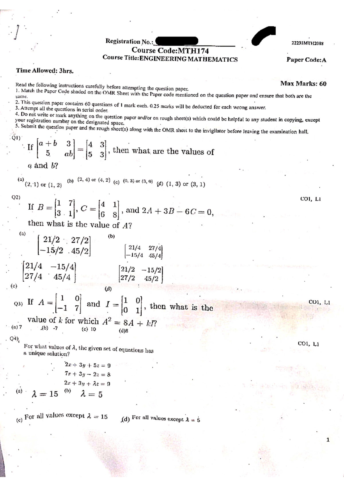 Math174 sample paper - Mathematics - Studocu