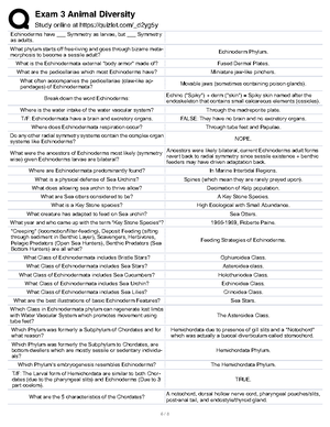 Animal Diversity Final - Exam 4 (Final) Animal Diversity Study online ...