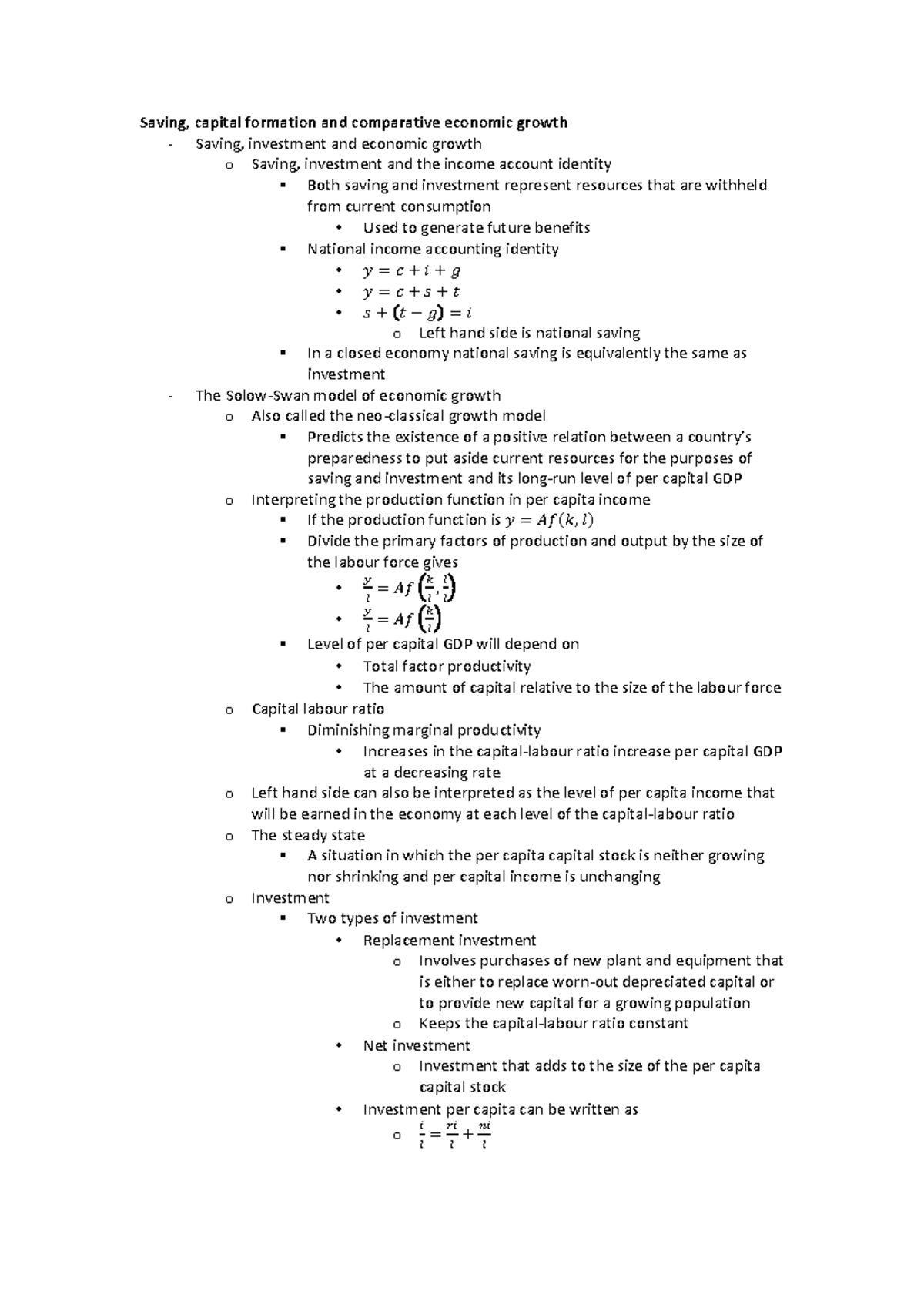Solow swan model - Introductory Economics - Saving, capital formation ...