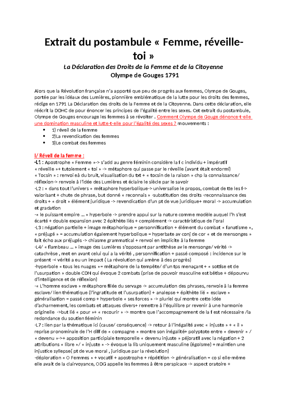 Postambule 2 - Extrait du postambule « Femme, réveille- toi » La ...