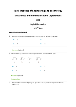 Assignment for electronics - PARUL UNIVERSITY - FACULTY OF ENGINEERING & TECHNOLOGY Department ...