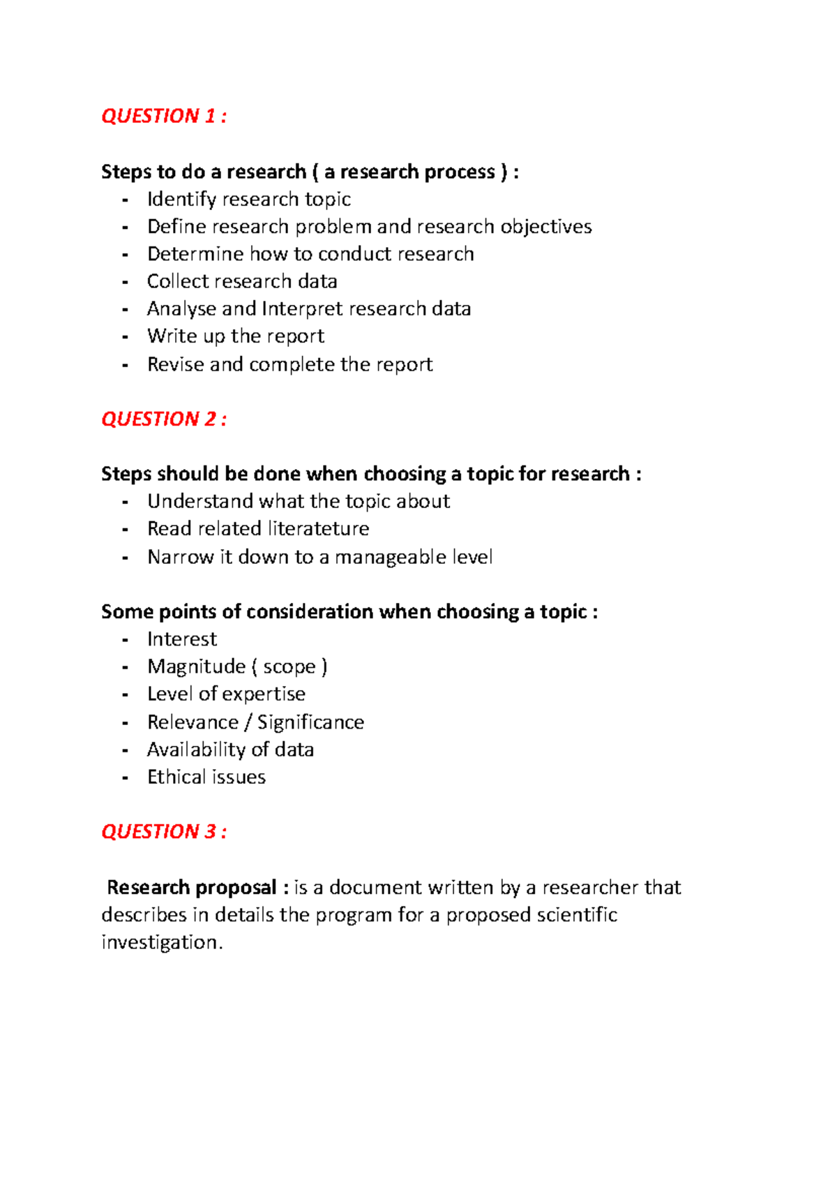 Week2 - mon viet luan - QUESTION 1 : Steps to do a research ( a ...