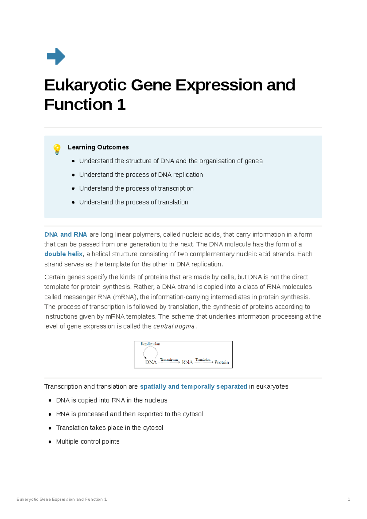 Eukaryotic Gene Expression and Function 1 - Eukaryotic Gene Expression ...