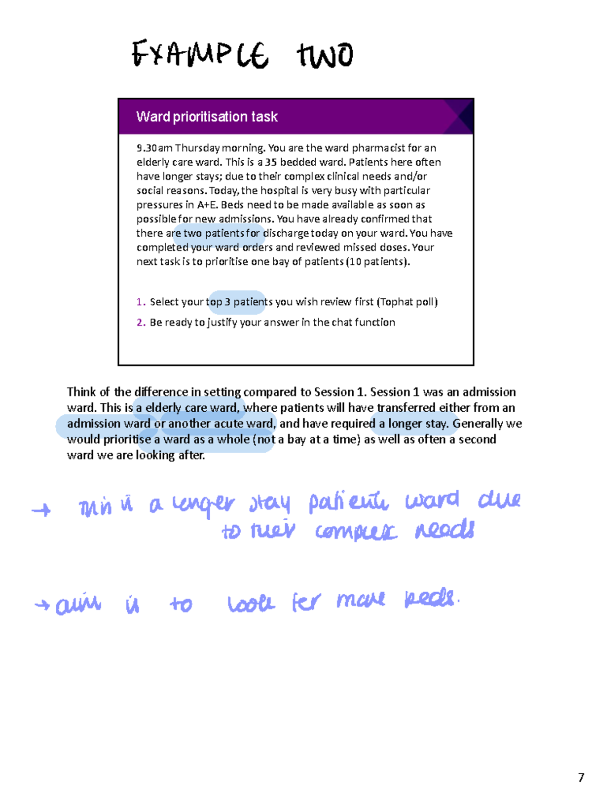 Ward Prioritisation Task 2 - 9 Thursday morning. You are the ward ...