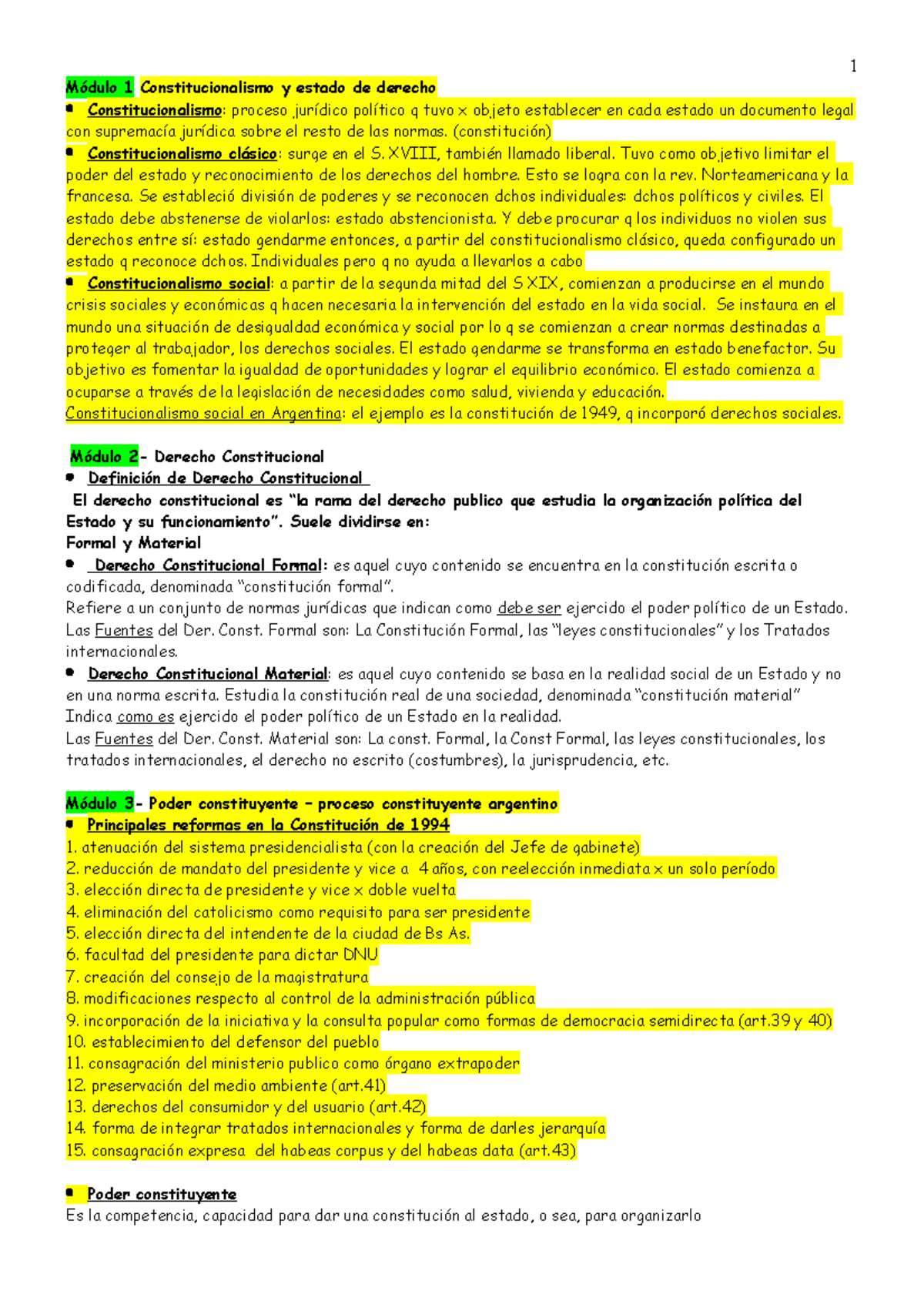 Constitucional Resumen Módulo 1 Constitucionalismo Y Estado De