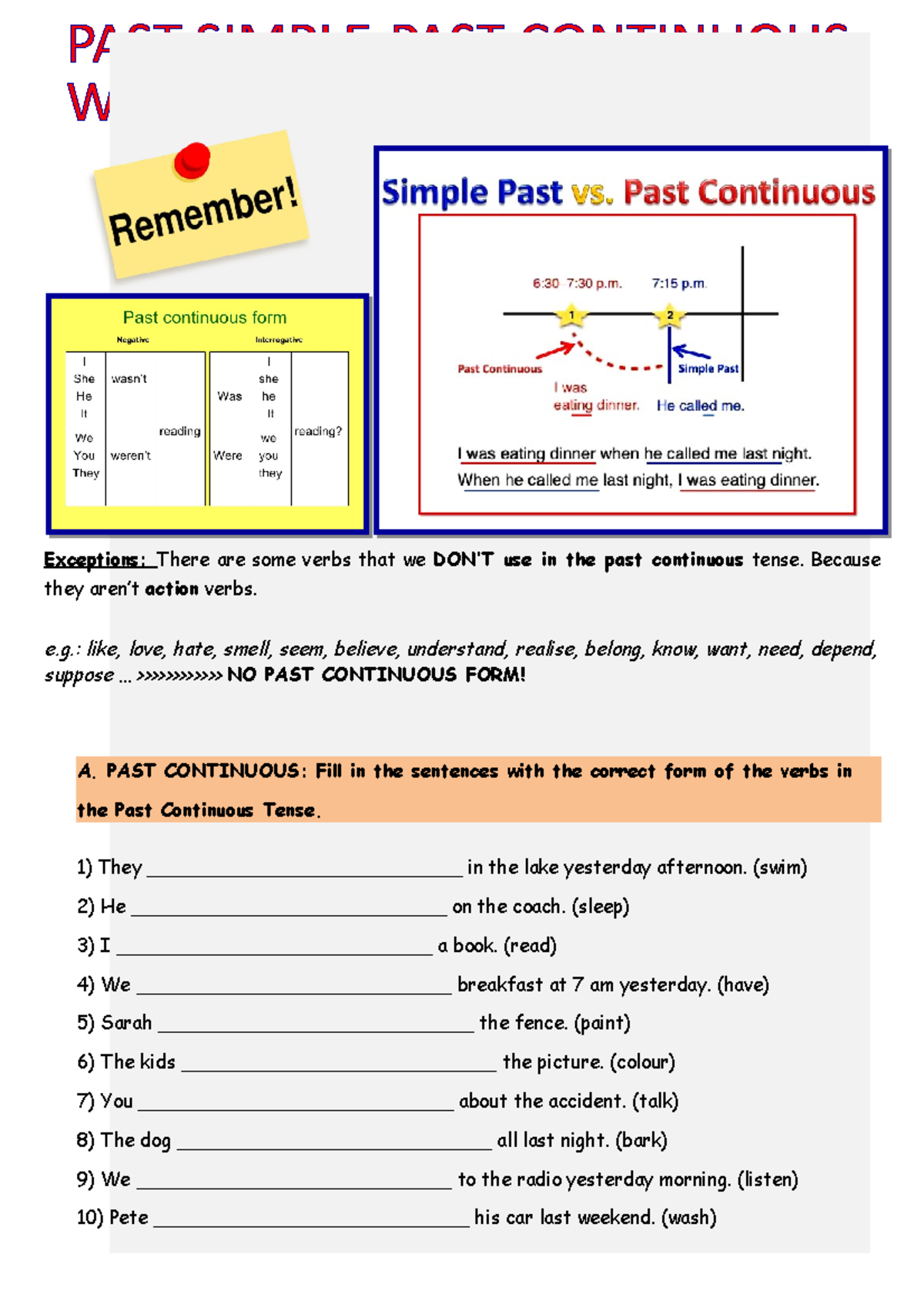 Past-simple-and-past-continuous-whenwhile-grammar-drills 141909 ...