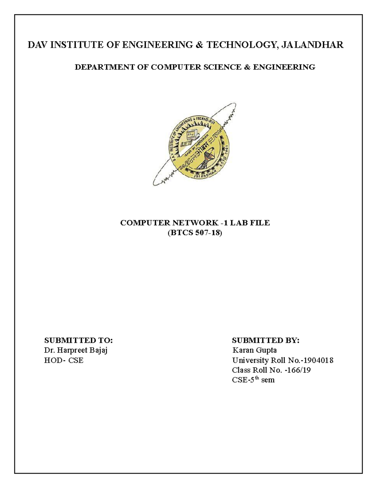 Cn - Computer network - DAV INSTITUTE OF ENGINEERING & TECHNOLOGY ...