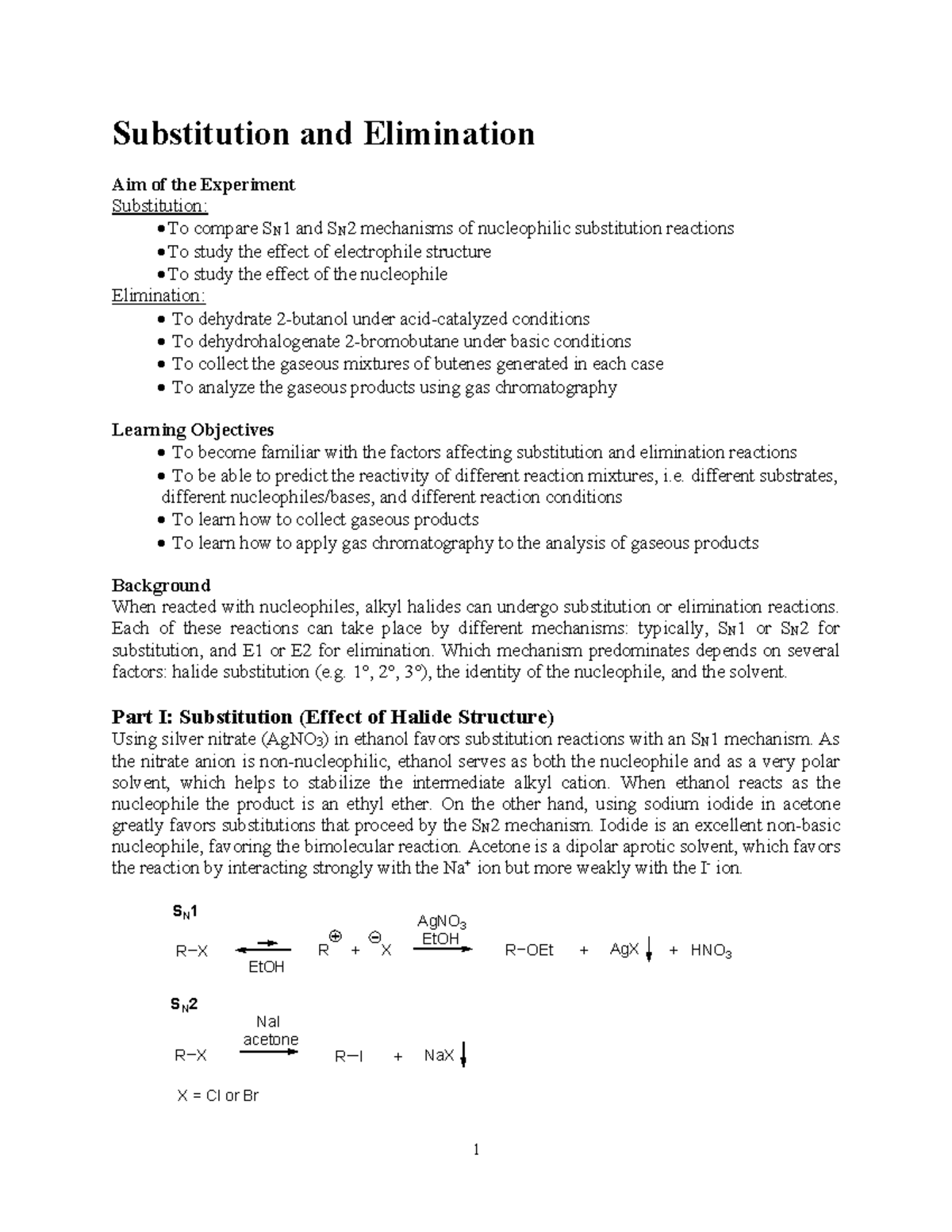 Experiment Description - Substitution and Elimination 2021 ...