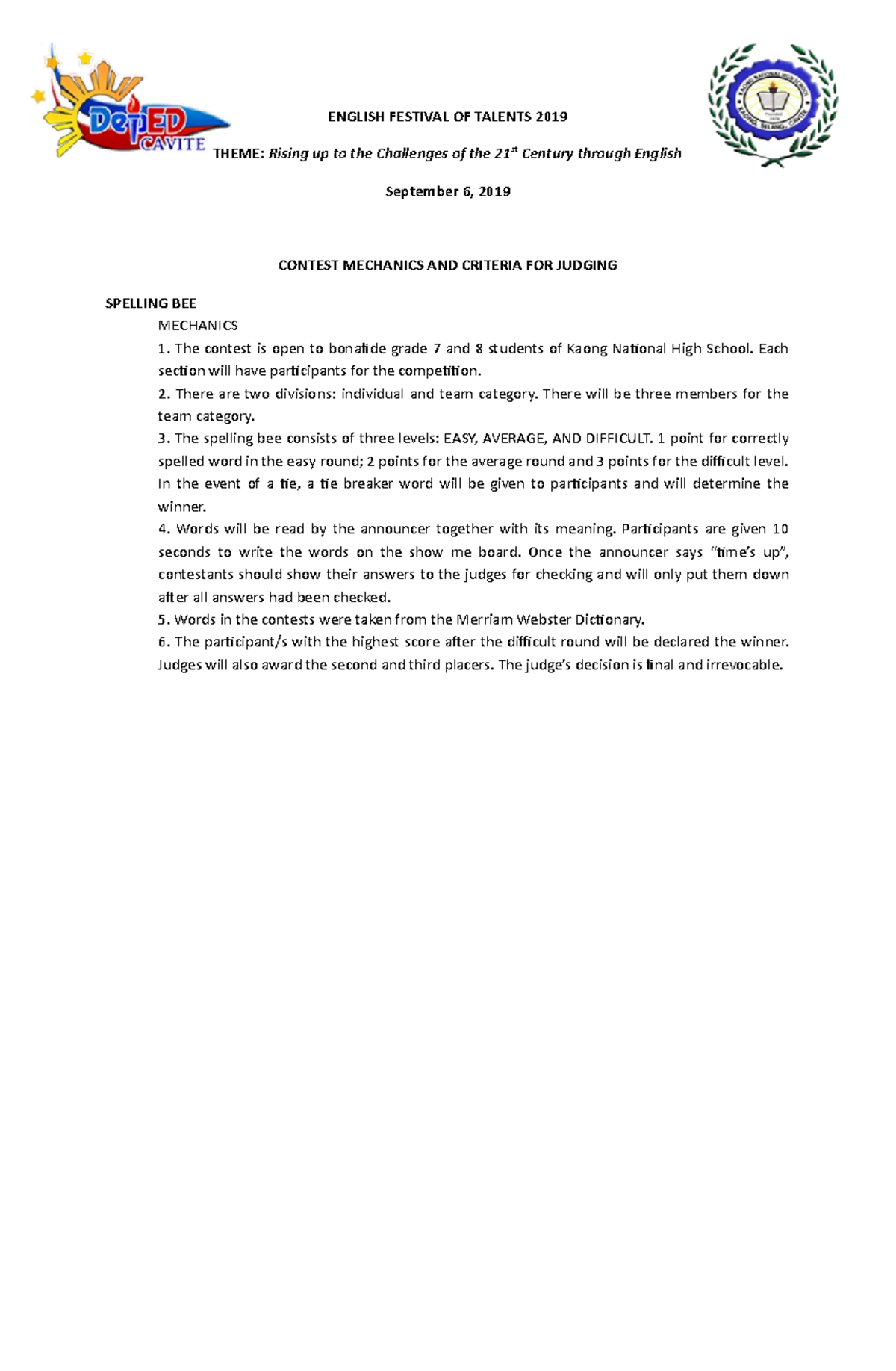 Contest-mechanics - IMPORTANT - THEME: Rising up to the Challenges of ...