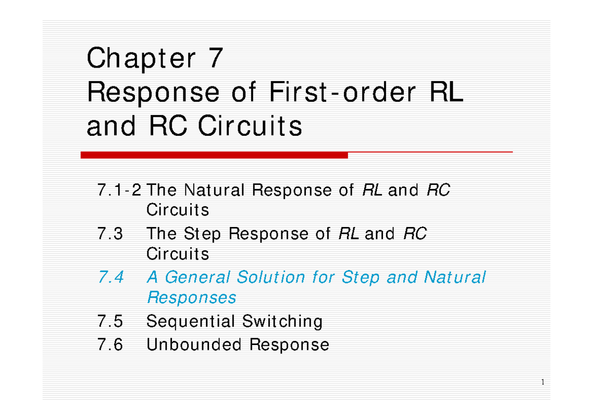 Ch07 Std - Ch07 Std - Chapter 7Response of First-order RLand RC ...