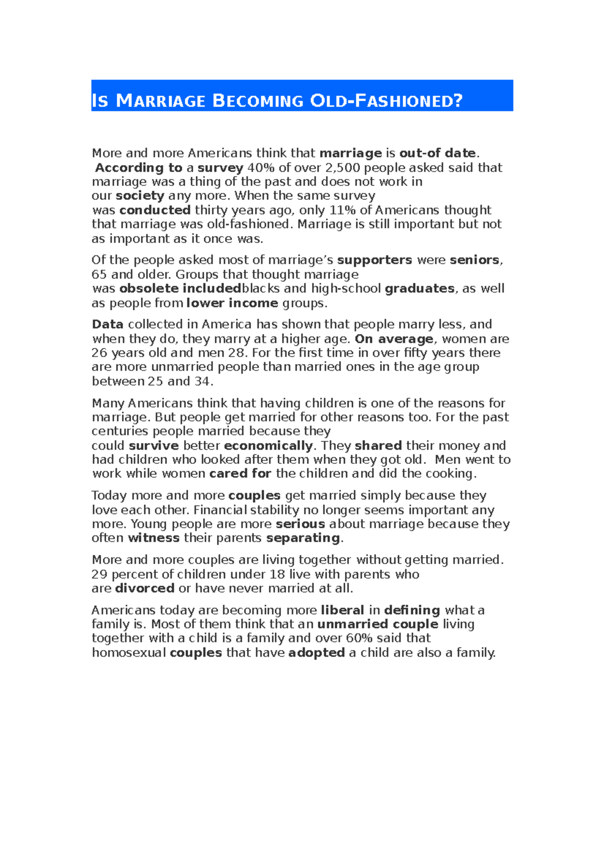 Is Marriage Becoming Old - IS MARRIAGE BECOMING OLD-FASHIONED? More and ...