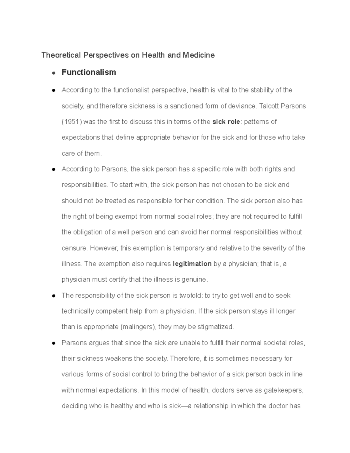 SOCI- Theoretical Perspectives on Health and Medicine - Theoretical ...