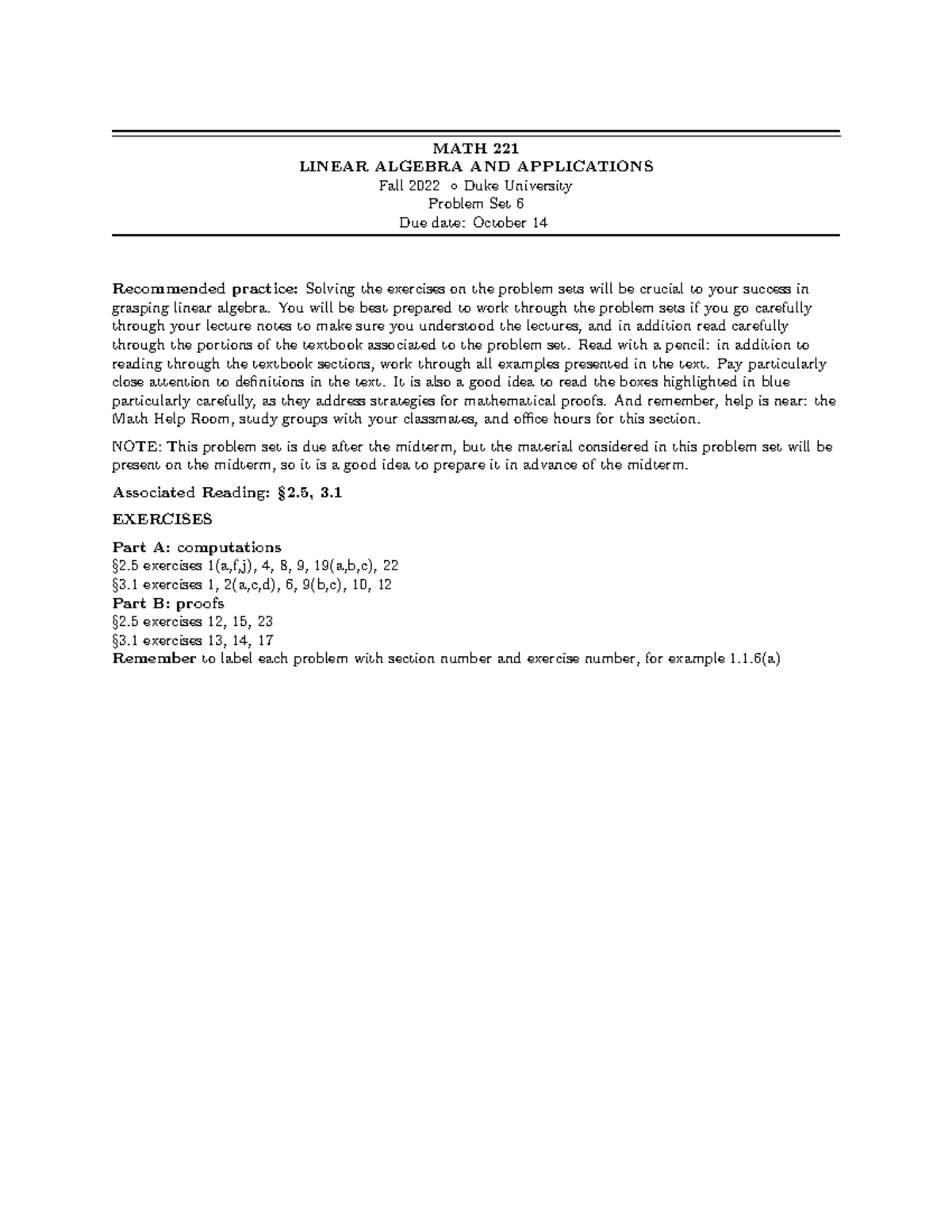 Problem Set 6 - Lorem ipsum 6 - MATH 221 LINEAR ALGEBRA AND ...