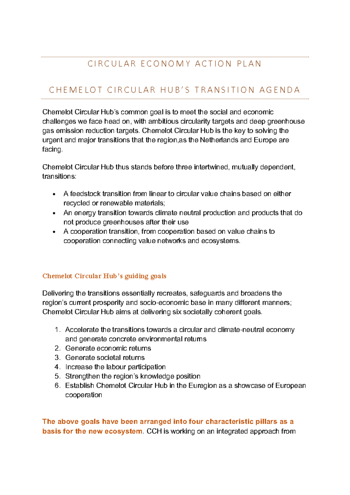 Chemelot Circular Hub CEAP - CIRCULAR ECONOMY ACTION PLAN CHEMELOT ...