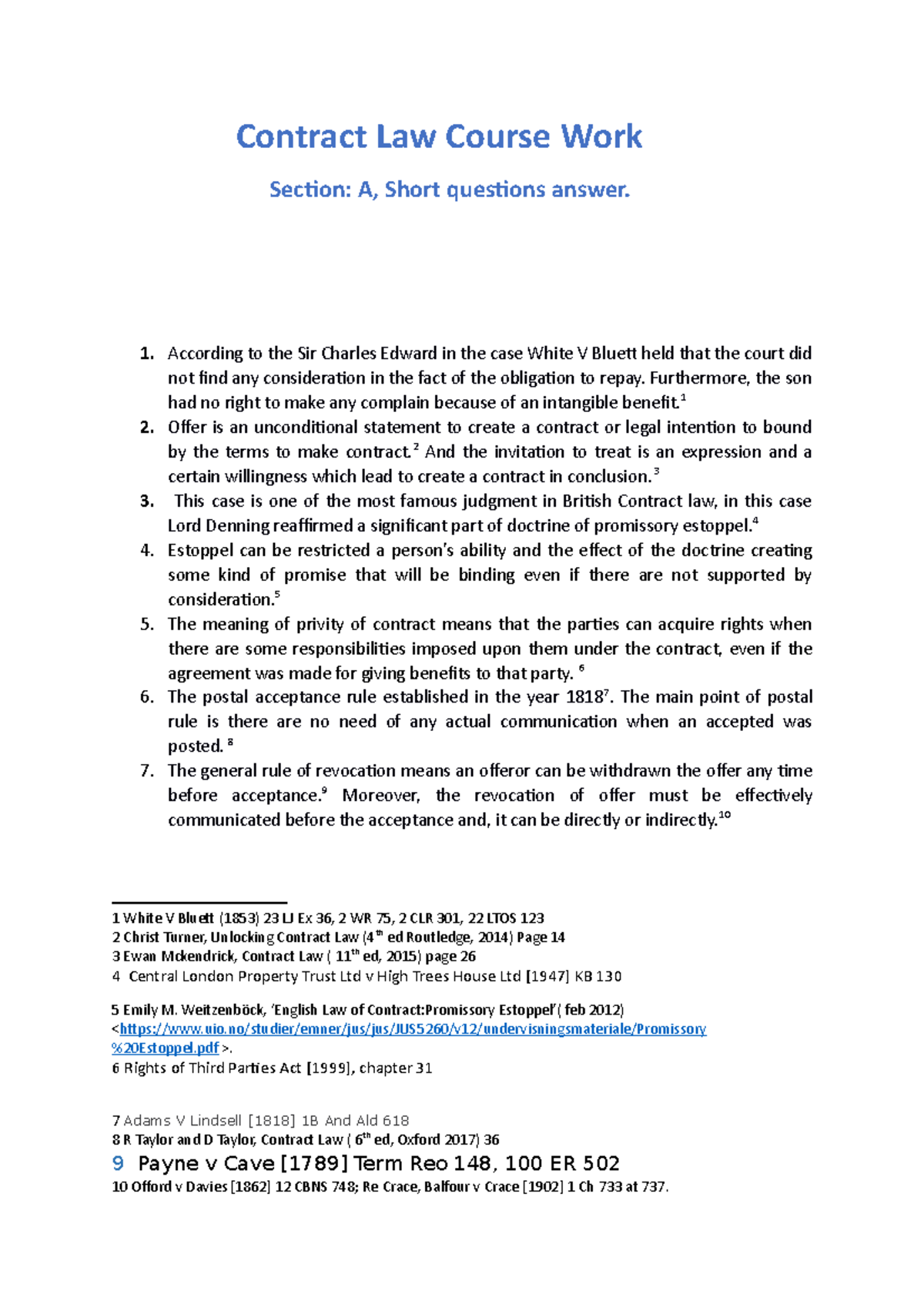 Contract cw2p34844897 mnoporl - Contract Law Course Work Section: A ...